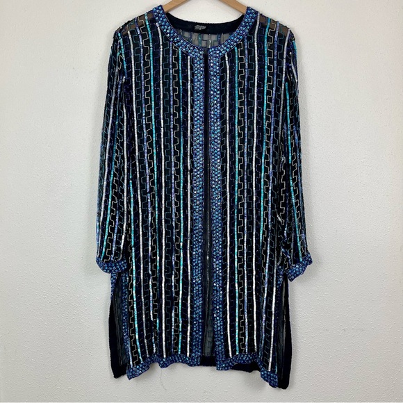 Jackets & Coats | Rare Vintage Long Line Hand Beaded Silk Jacket | Poshmark